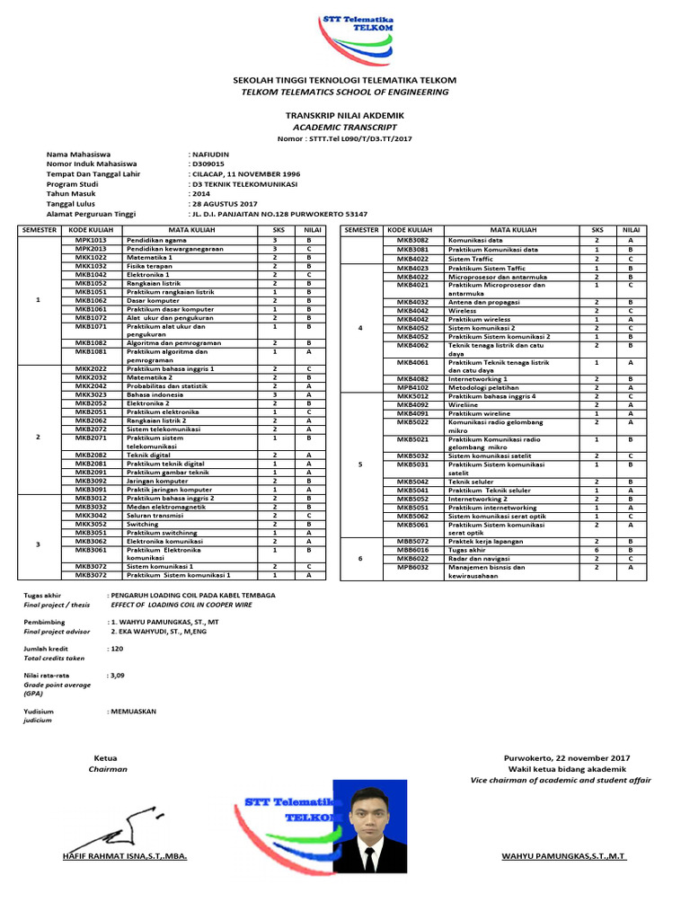 Transkrip STTT Telkom | PDF