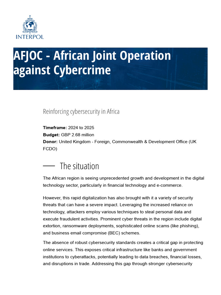 AFJOC - African Joint Operation Against Cybercrime | PDF | Cybercrime | Security