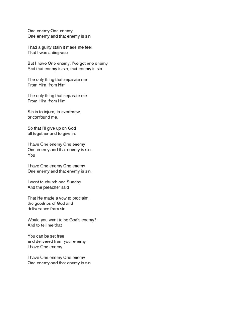 One Enemy One Enemy | PDF | Religion & Spirituality | Poetry