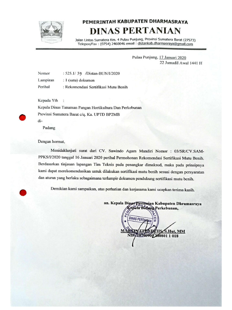 Rekomendasi Sertifikasi Mutu Benih | PDF