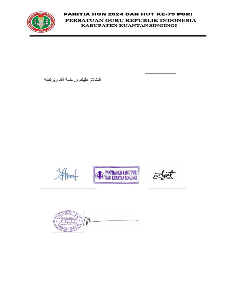 Surat Pemberitahuan Kegiatan HGN & HUT PGRI Kuantan Singingi | PDF