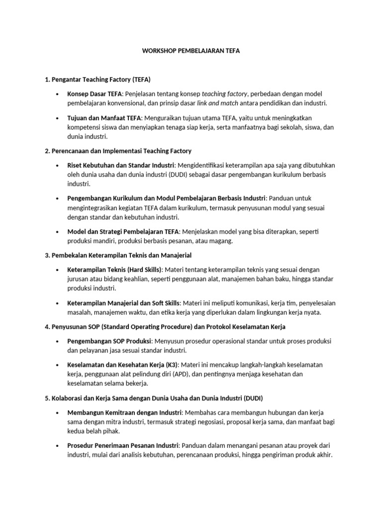 Materi Workshop Pembelajaran Tefa | PDF | Bisnis