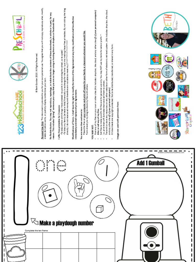 123 Gumball Playdough Counting Mats | PDF | Social Information ...