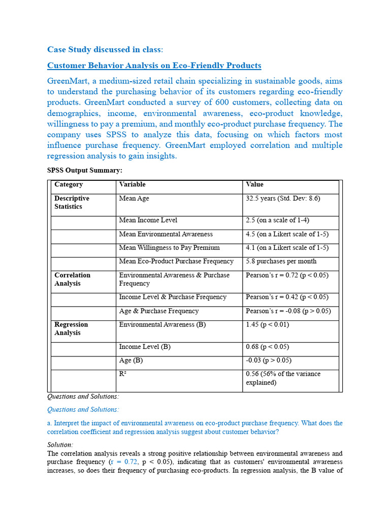 Case Study-Class Discussion | PDF | Regression Analysis | Dependent And ...
