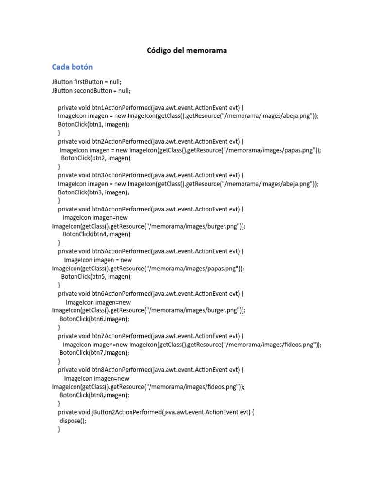 Código Java para Memorama Interactivo | PDF