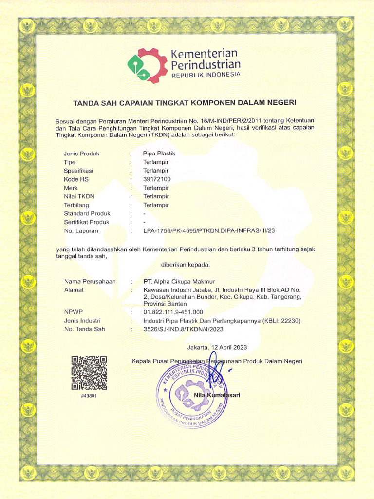 PT. Alpha Cikupa Makmur - 3526 | PDF