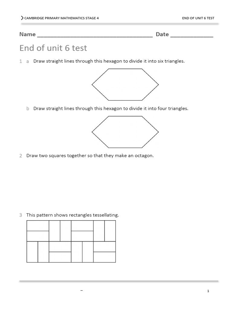 Stage 4 Unit 6 Math Test | PDF