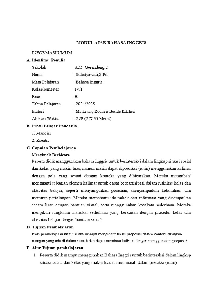 Komponen Modul Ajar Kurmer | PDF