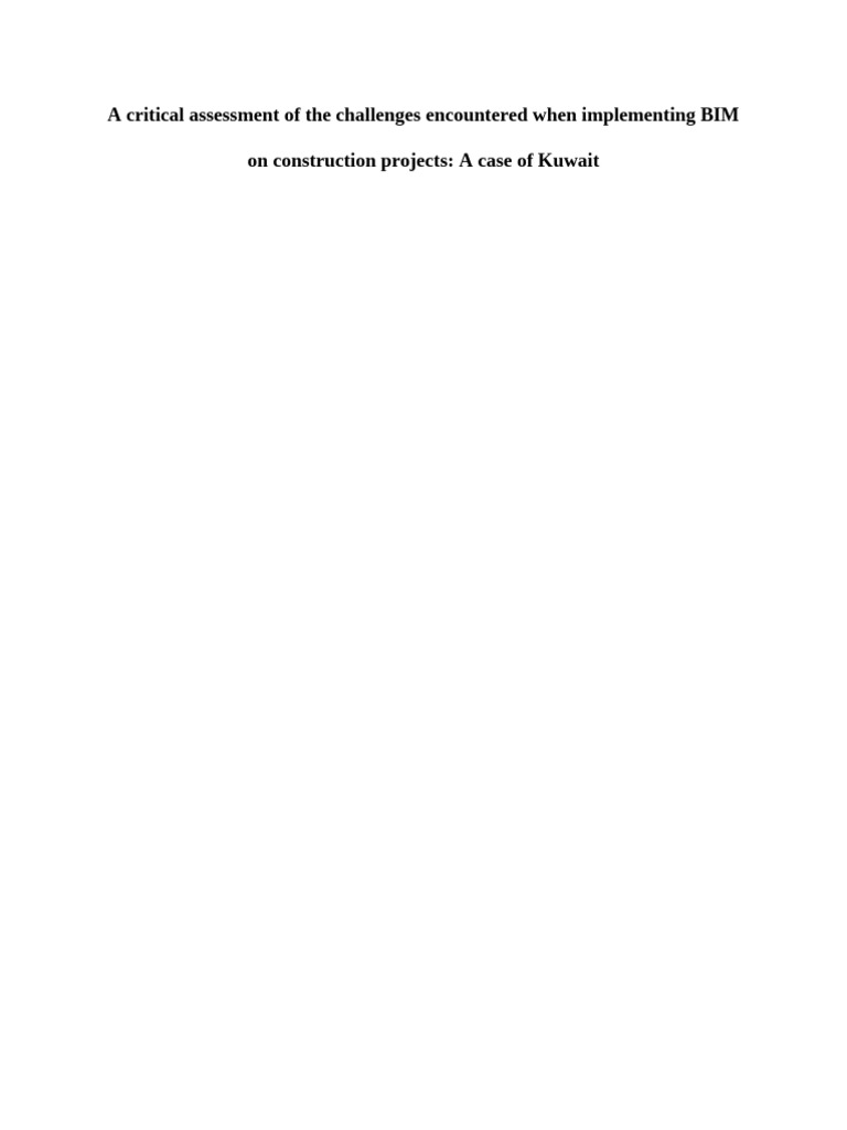 Challenges Facing BIM in Kuwait | PDF | Building Information Modeling ...