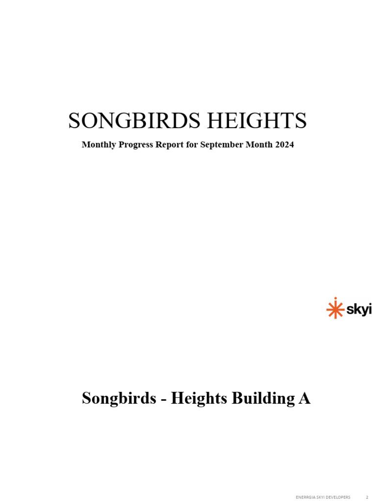 Monthly Progress Report For The Month of Sep 2024 Aria Heights | PDF