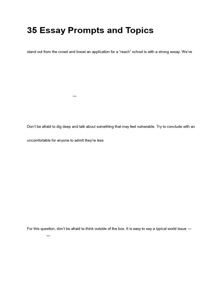 35 Essay Prompts and Topics | PDF | Essays | Psychology