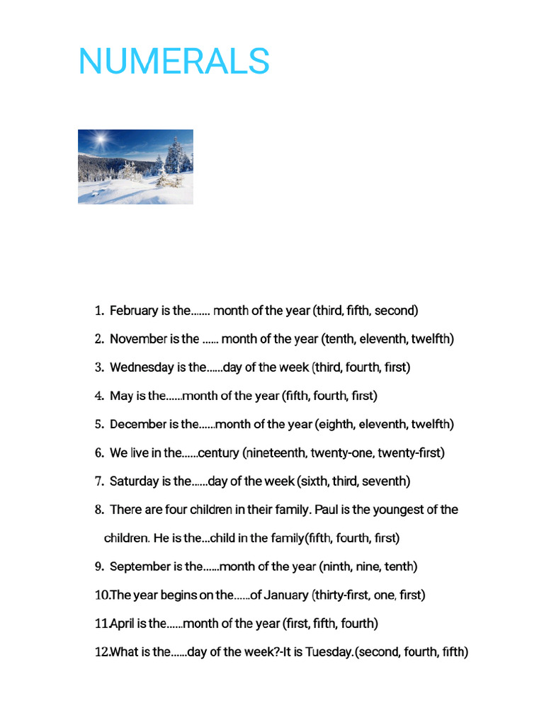 Numerals Exercises | PDF