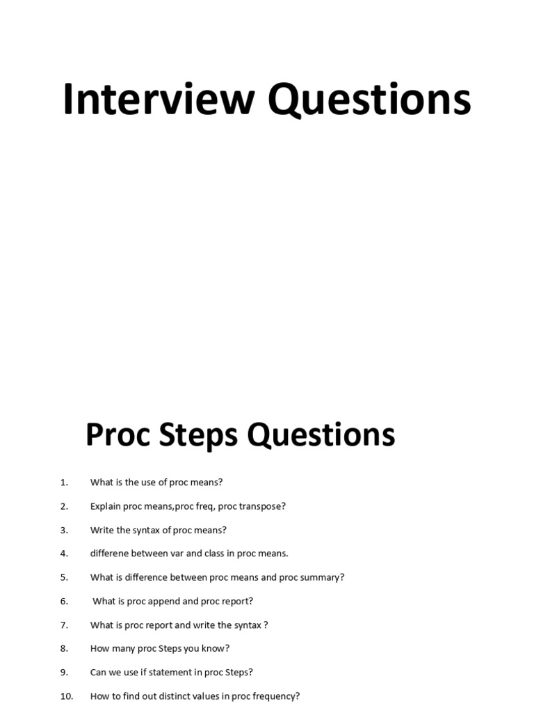 Essential SAS Interview Questions Guide | PDF | Computers