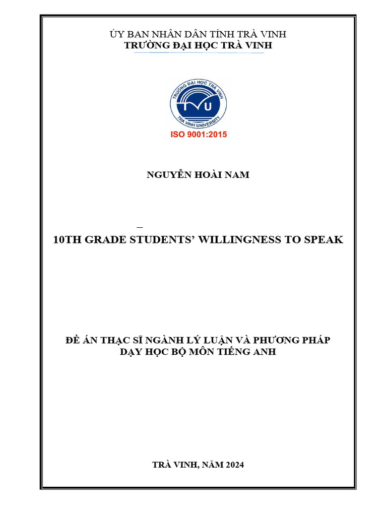 Đề Án Bv - Nguyen Hoai Nam- 910922015 | PDF | Speech | English As A ...