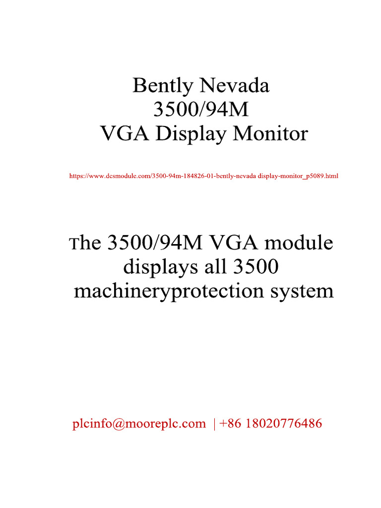 Bently Nevada 3500-94 145988-01 | PDF