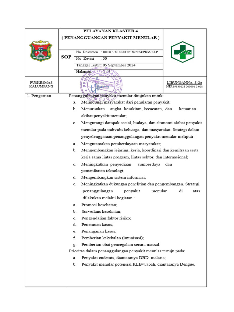 SOP Penanggulangan Penyakit Menular | PDF