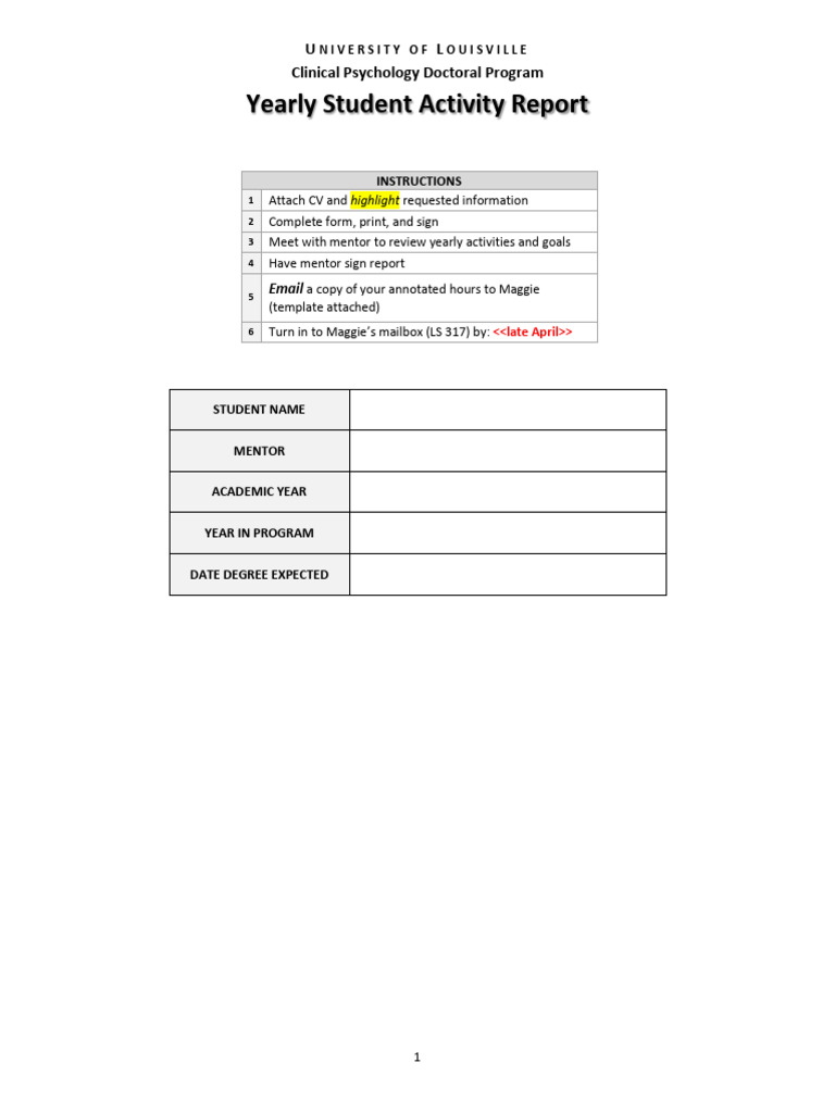Yearly Student Activity Report | PDF | American Psychological ...