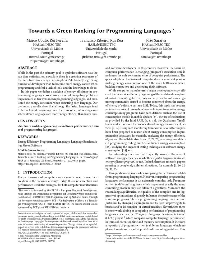 Programming Language Energy Consumption | PDF | Computer Programming ... Programming Language Energy Consumption | PDF | Computer Programming ...