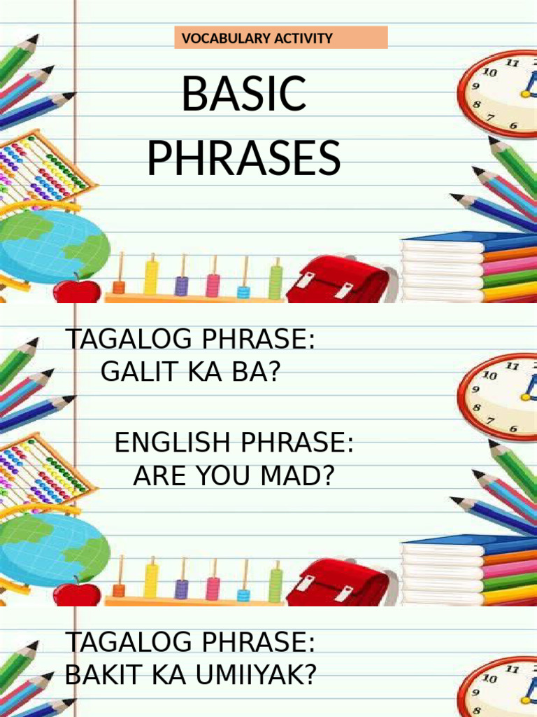 Vocabulary Activity Basic Phrase | PDF