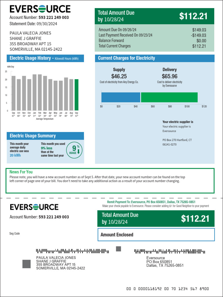 Newly Designed Eversource Bill | PDF | Electrical Engineering | Power ...