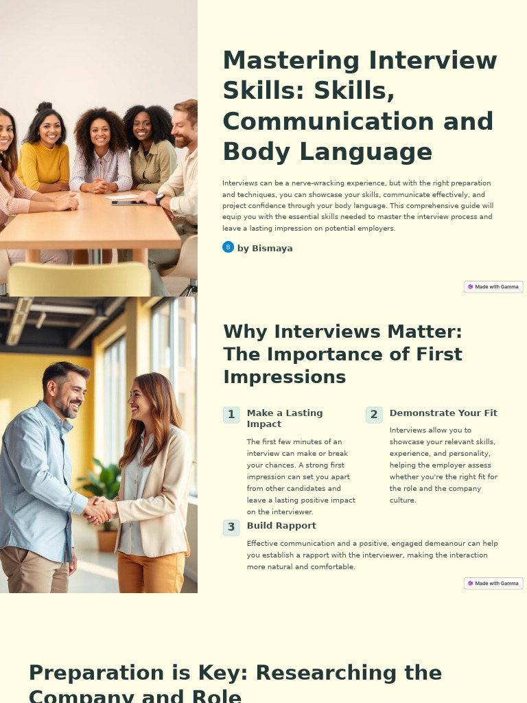 Mastering Interview Skills Skills Communication and Body Language | PDF ...