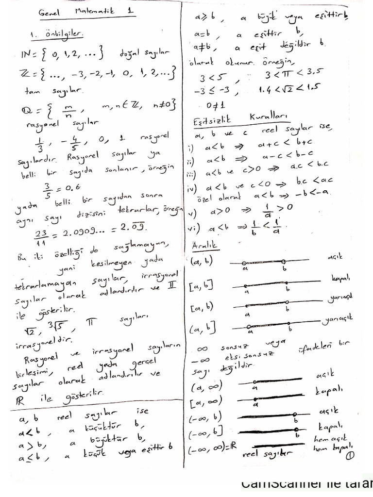 Genel Matematik 1 Hafta 1 | PDF