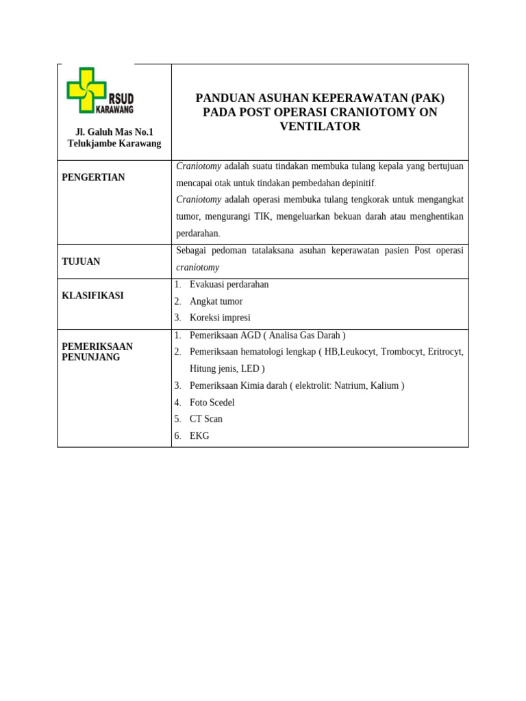 Pak Craniotomy | PDF