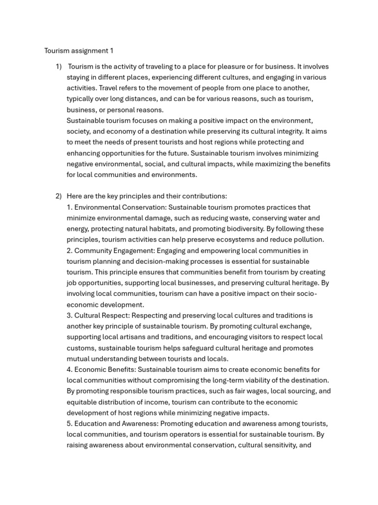 Assignment 1 STM | PDF | Sustainability | Tourism