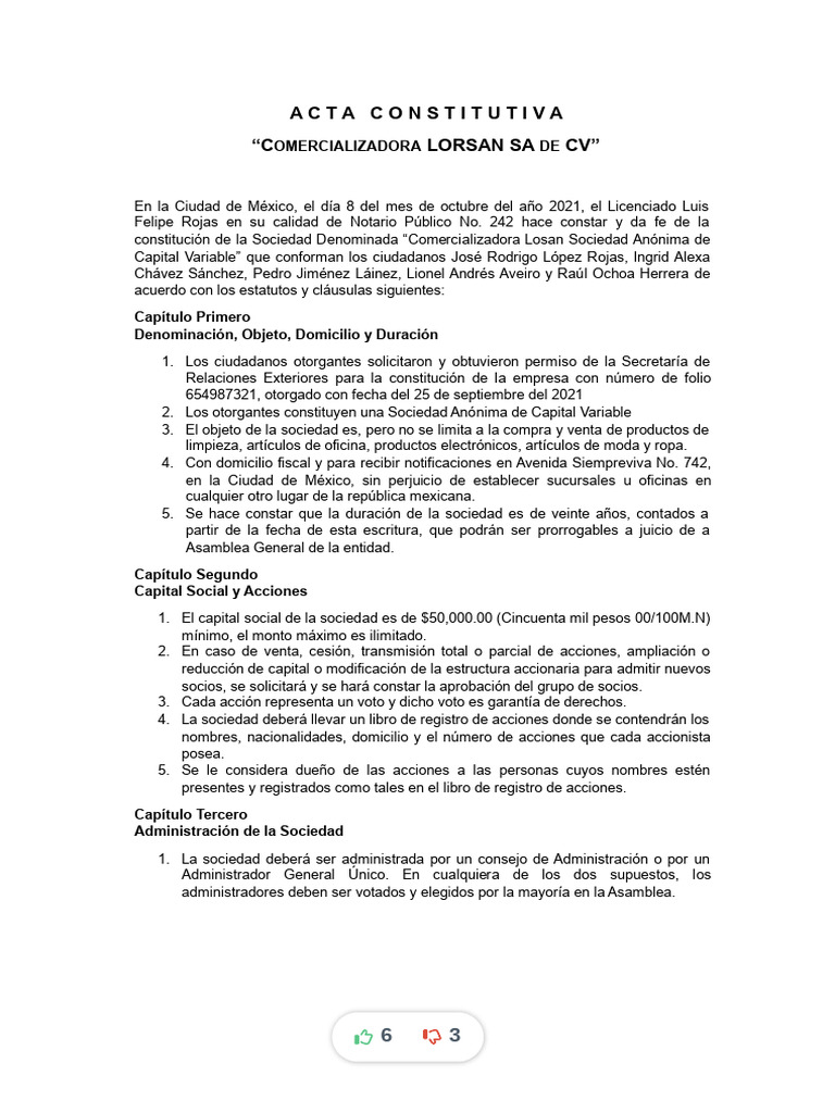 Ejemplo de Acta Constitutiva - Compress | PDF | México | Compartir (Finanzas)