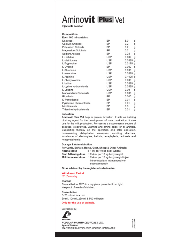 666d3c8724e8c56f9eb29e3d - Aminovit Insert, Injection | PDF | Milk