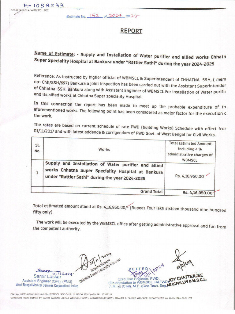 152 Chatna SITC of Water Purifier Under Rattirer Sathi | PDF