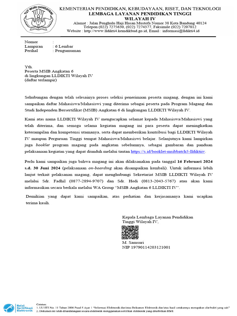 Peserta PT MSIB 6 2024-2 | PDF