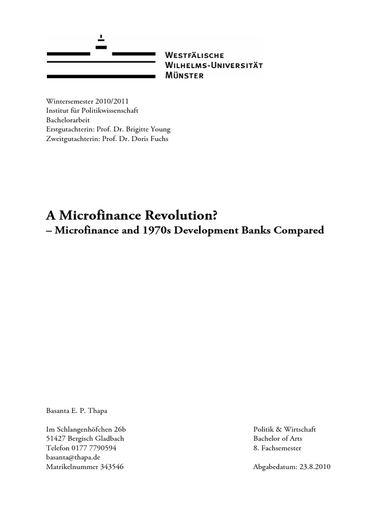 THAPA Microfinance Revolution | PDF | Microfinance | Banks