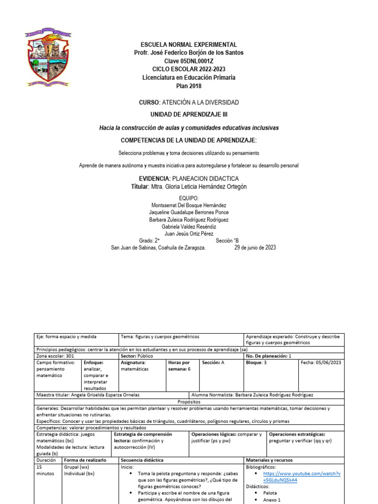 Planeacion Didactica. | PDF | Aprendizaje | Educación primaria