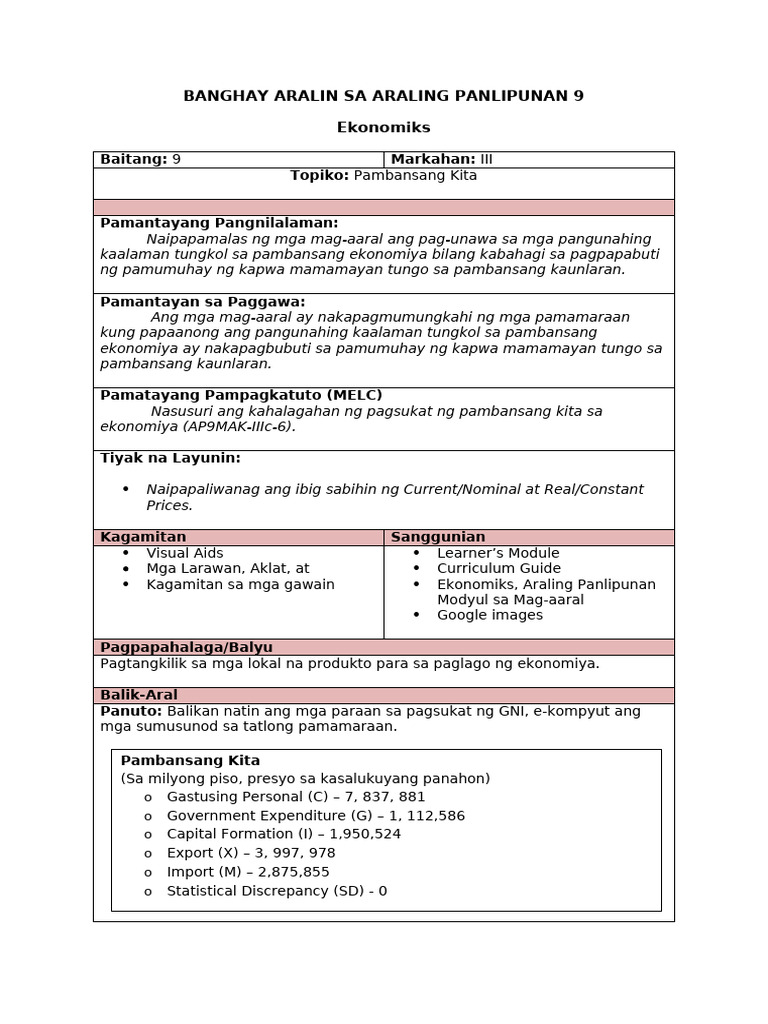 Lesson Plan-G9-5th | PDF