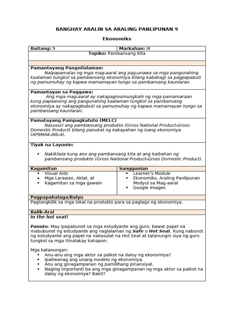 Lesson Plan-G9-3rd | PDF