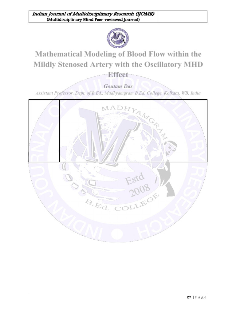 Mathematical Modeling of Blood Flow Within The Mildly Stenosed Artery ...