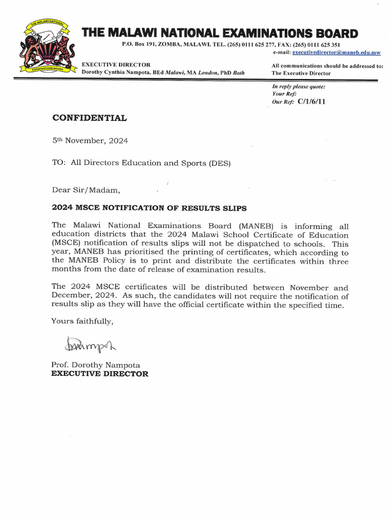 2024 Notification of Results Slips | PDF