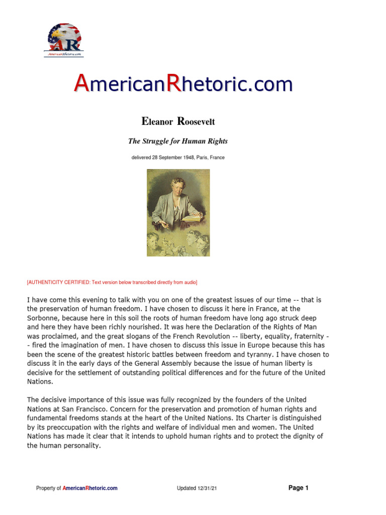 Eleanor Roosevelt - The Struggle For Human Rights | PDF | Human Rights ...