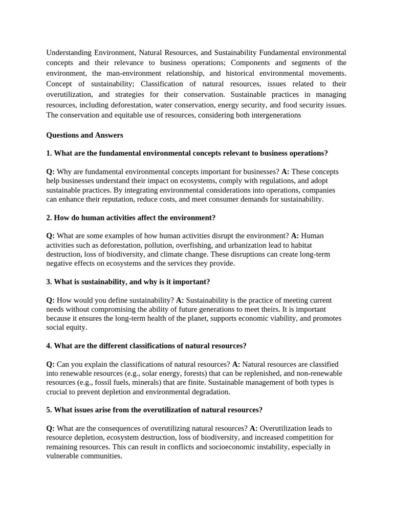 ESS SHORT NOTES | PDF | Sustainability | Conservation Biology
