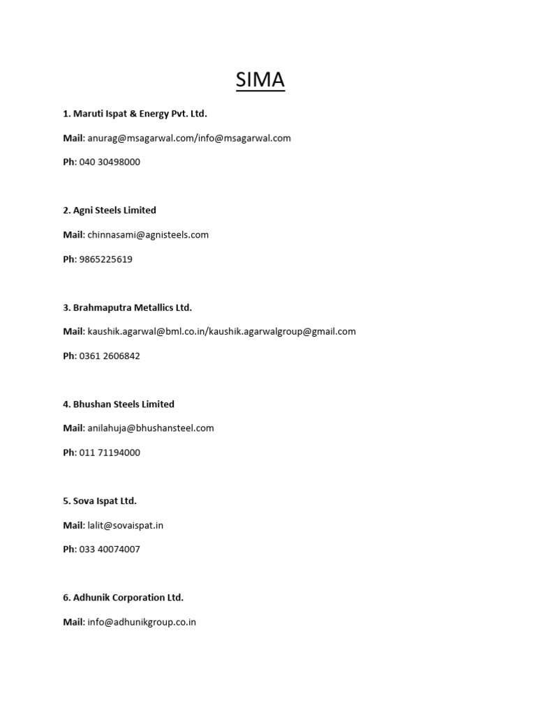 Done_SIMA new list | PDF | Iron | Chemical Elements
