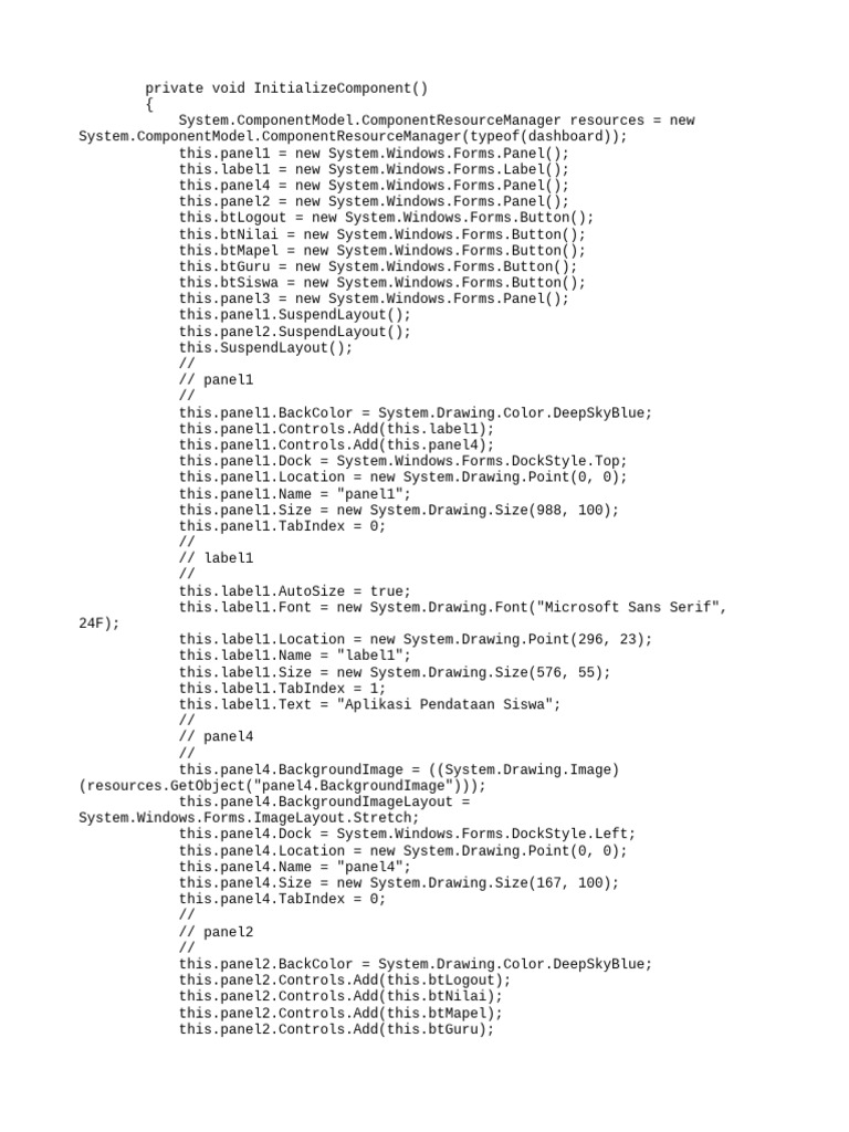 Private Void InitializeComponent | PDF | System Software | Publishing