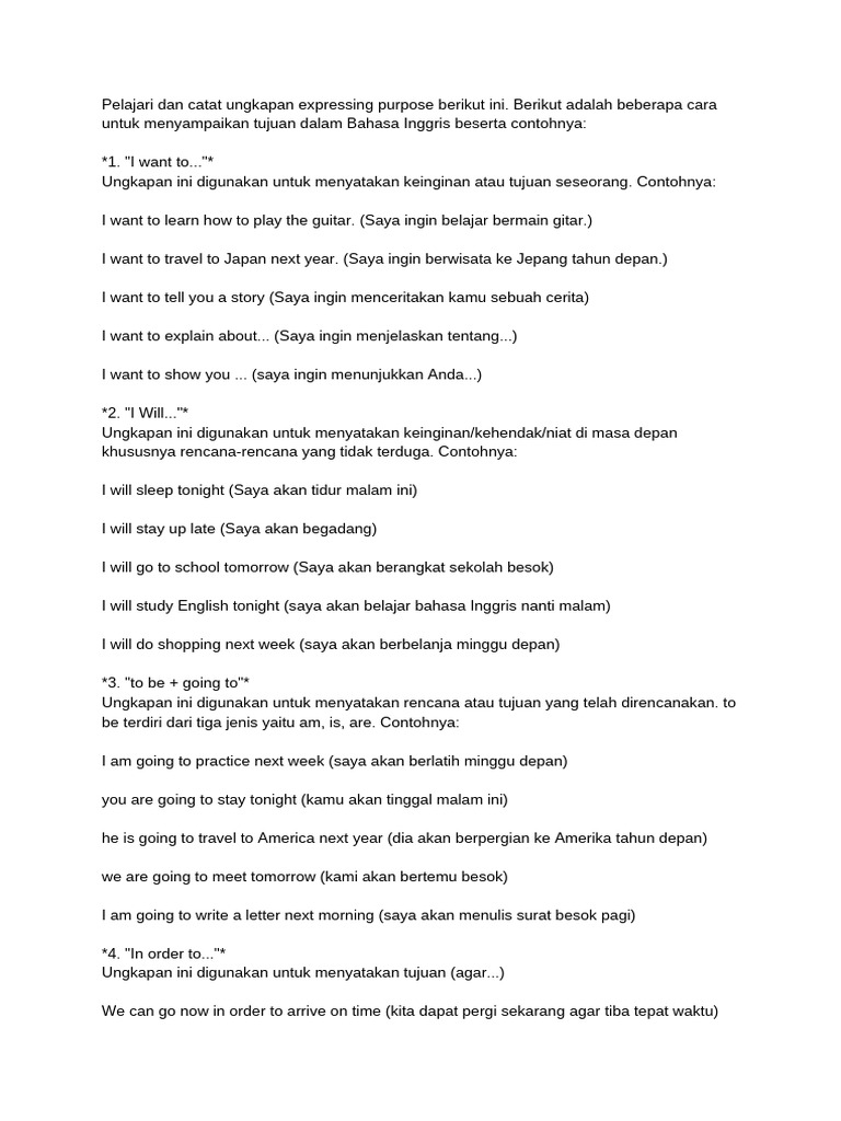 Expressing Purpose Kelas 9 | PDF | Seni & Disiplin Bahasa