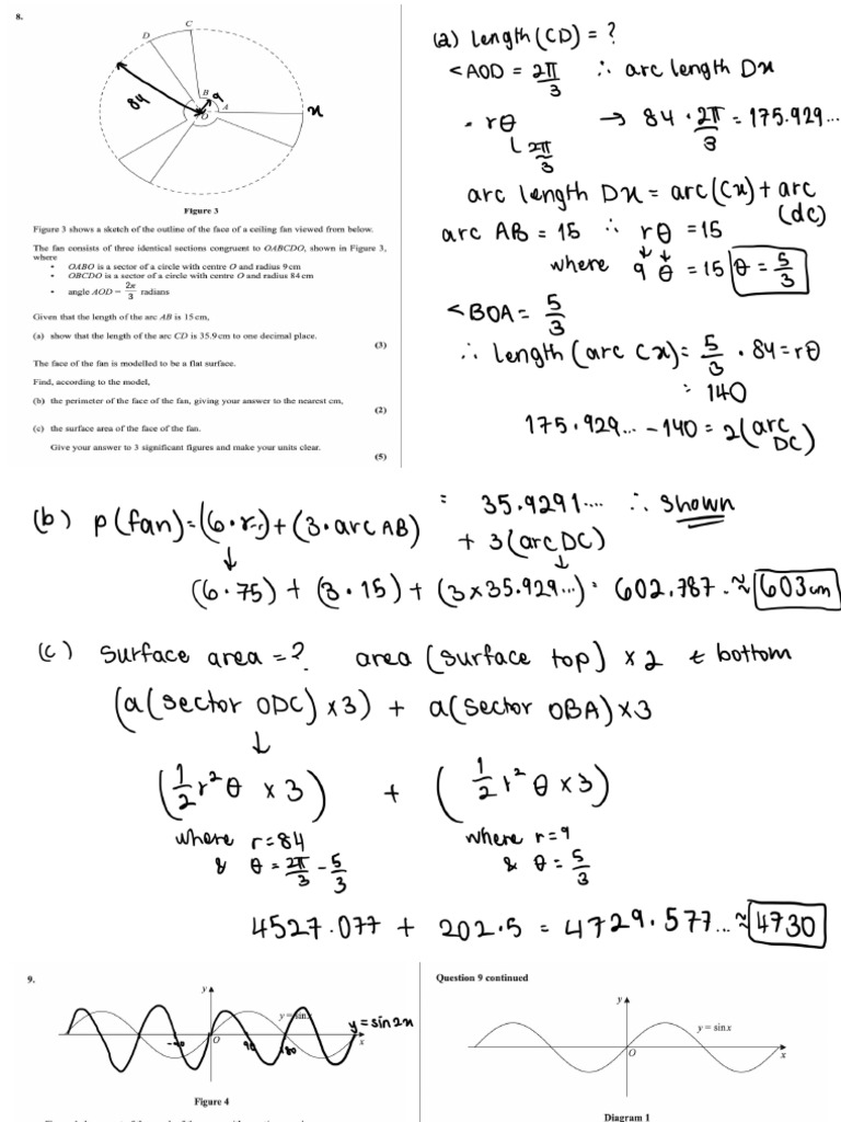 Exam Worksheet Radians 2022 and 2024 | PDF