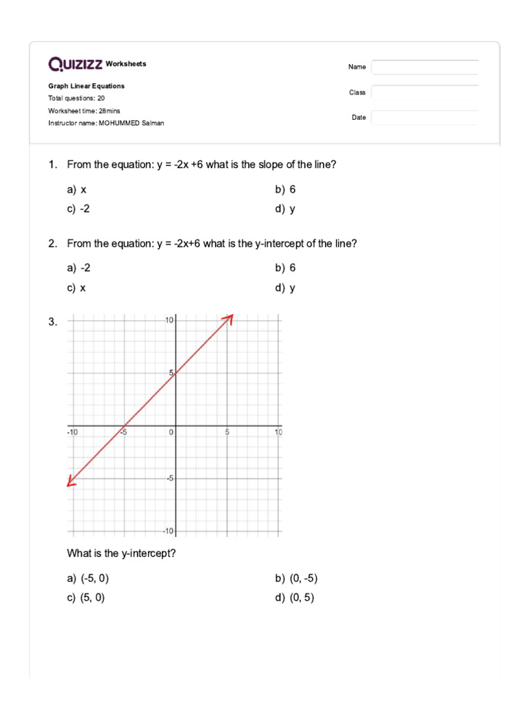 Graph Linear Equations - Q Key 005 | PDF