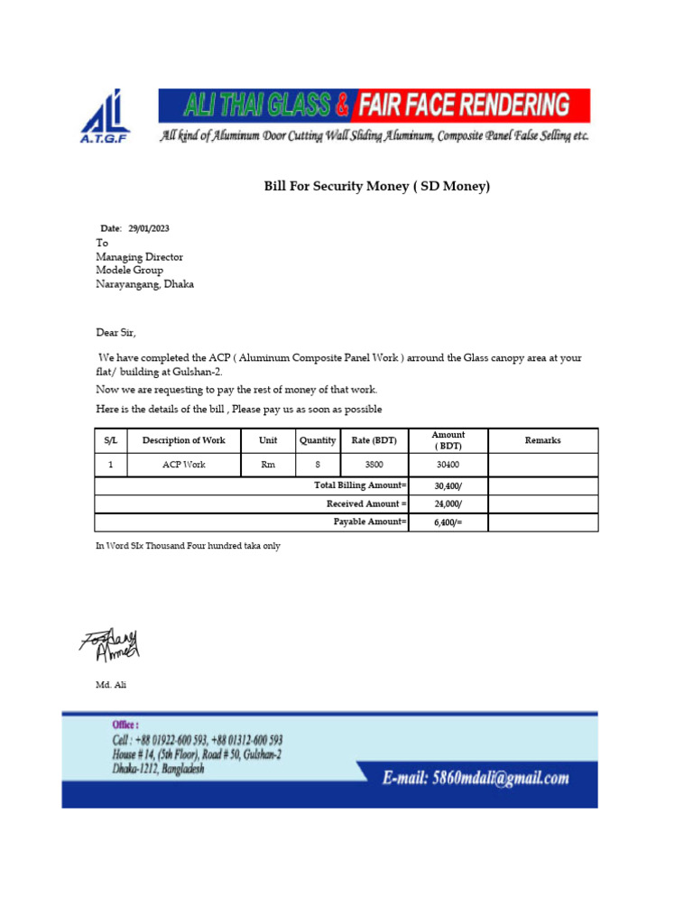 Acp Work Bill | PDF