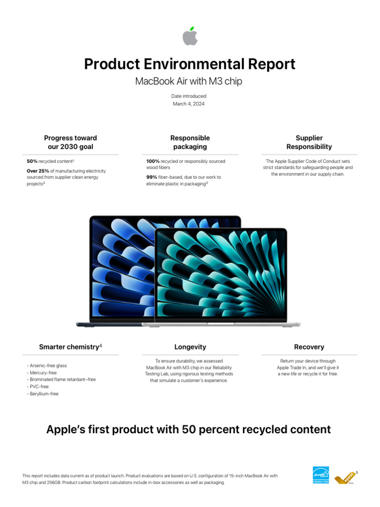 M3 MacBook Air PER March2024 | PDF | Sustainable Energy | Recycling