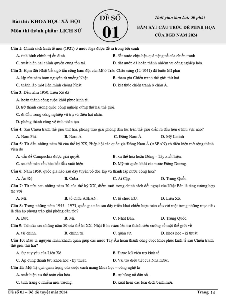 de So 01 Mon Lich Su | PDF