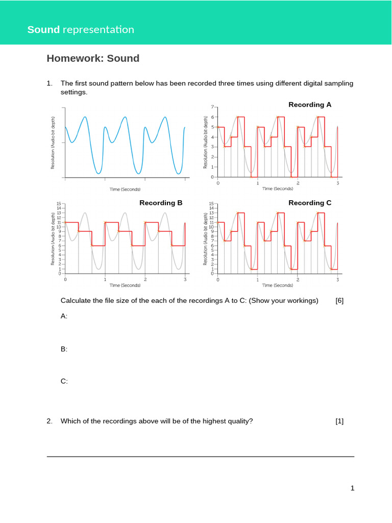 Data Representation Homework Sound | PDF | Data Compression | Computer Data