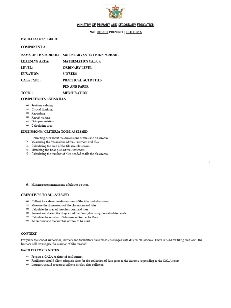 Mathematics CALA: Mensuration Guide | PDF | Mathematics | Area